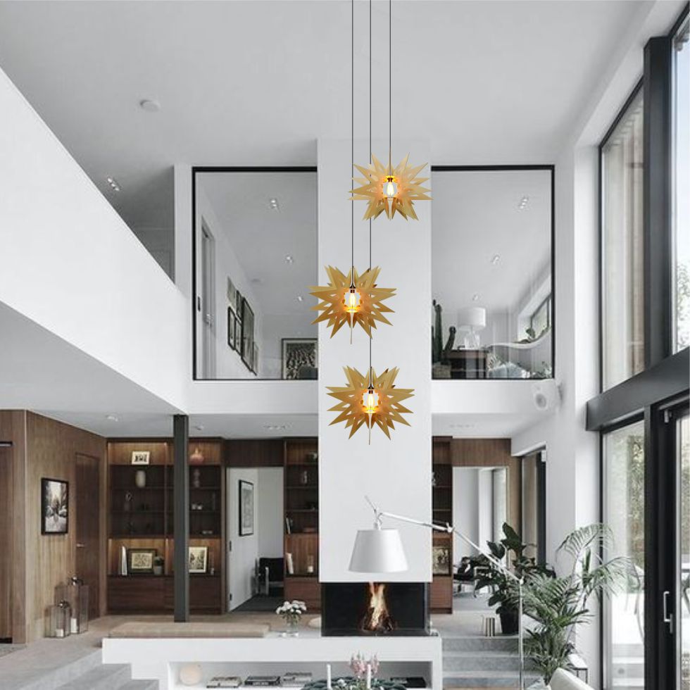 Lustre Pendente Para Sala Pé direito Duplo Trio Star Marfim - Otago ...