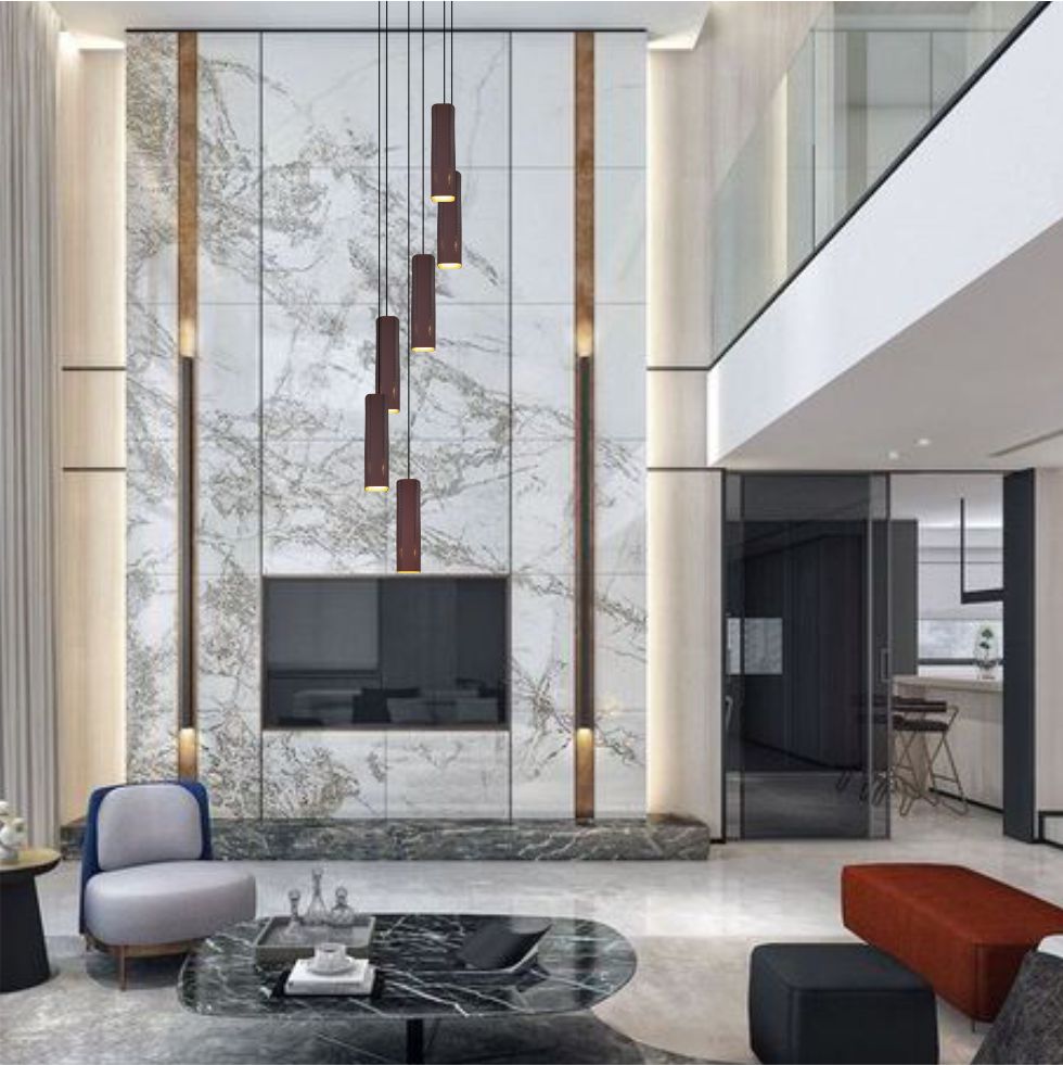 Lustre Pendente Para Sala Pé direito Duplo SP-Focus Marrom - Otago ...