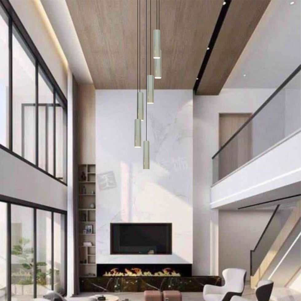 Lustre Pendente Para Sala Pé direito Duplo SP-Focus Marfim - Otago ...